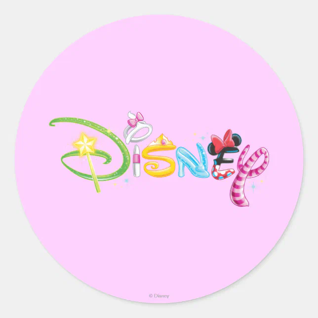 Disney Logo | Girl Characters Classic Round Sticker | Zazzle