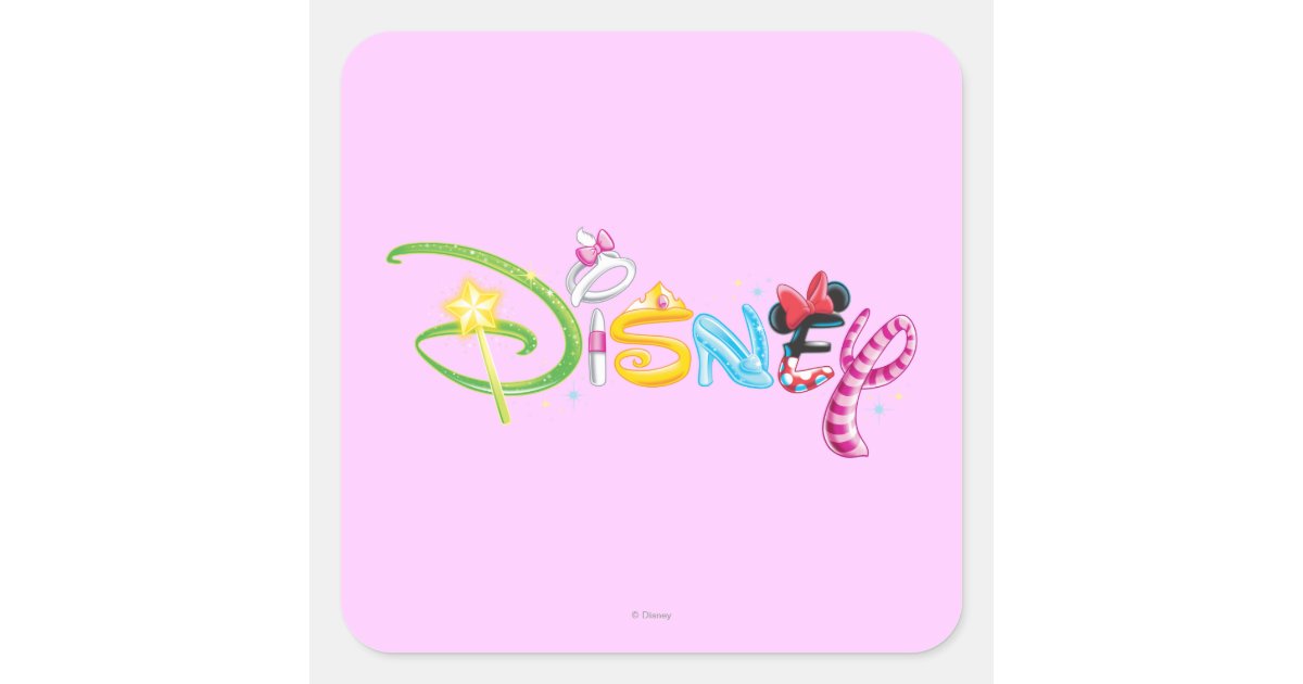 Disney Logo | Girl Characters Square Sticker | Zazzle