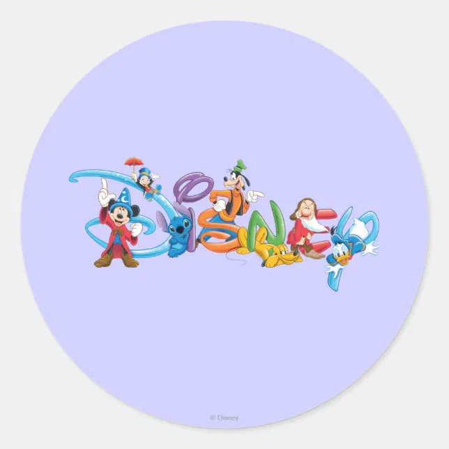 Disney Logo | Mickey and Friends Classic Round Sticker | Zazzle