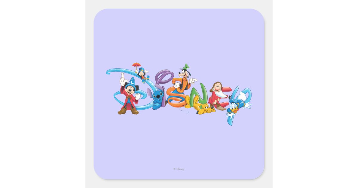 Disney Logo | Mickey and Friends Square Sticker | Zazzle