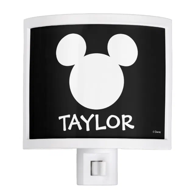 Disney Logo | White Mickey Icon - Add Your Name Night Light | Zazzle