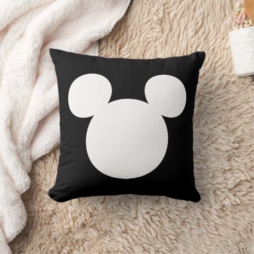 Disney Logo | White Mickey Icon Throw Pillow | Zazzle