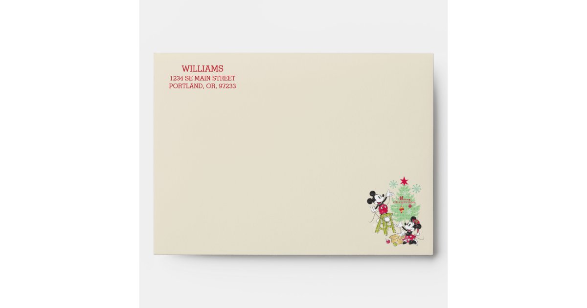 Disney | Mickey & Minnie | Classic Christmas Tree Envelope | Zazzle