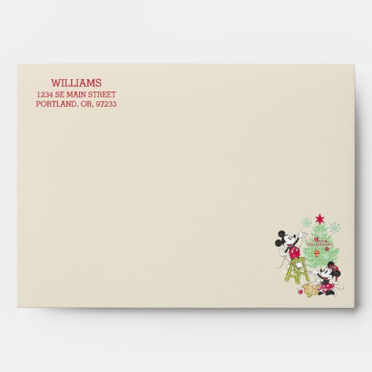 Disney | Mickey & Minnie | Classic Christmas Tree Envelope | Zazzle.com