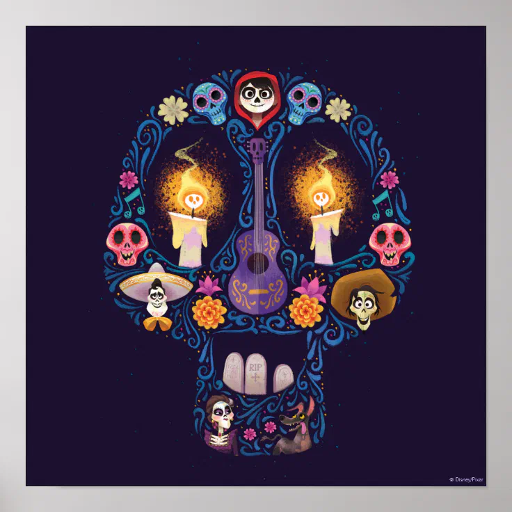 Disney Pixar Coco | Character Sugar Skull Poster | Zazzle