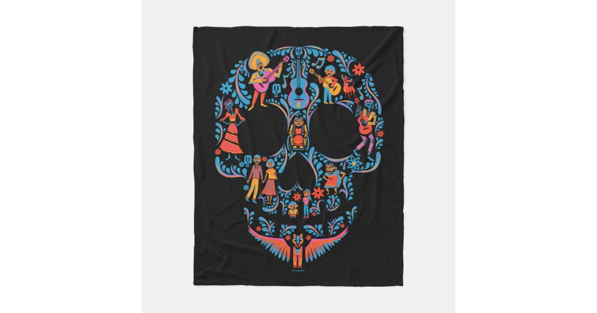 Disney Pixar Coco | Colorful Sugar Skull Fleece Blanket | Zazzle