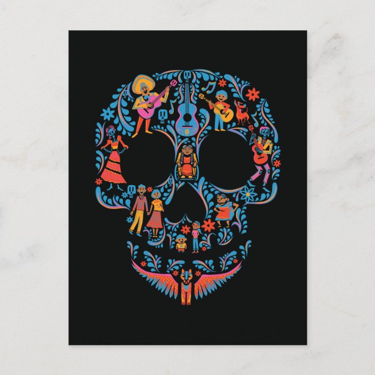 Disney Pixar Coco | Colorful Sugar Skull Postcard | Zazzle