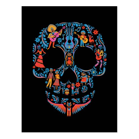 Disney Pixar Coco | Colorful Sugar Skull Postcard | Zazzle.com
