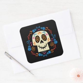 Disney Pixar Coco | Gothic Sugar Skull Square Sticker | Zazzle