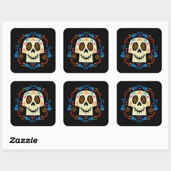 Disney Pixar Coco | Gothic Sugar Skull Square Sticker | Zazzle
