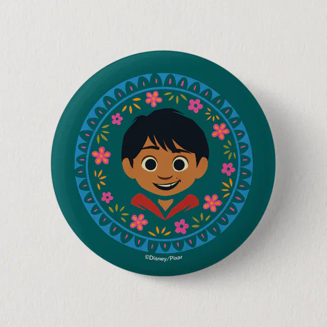 Disney Pixar Coco | Miguel | Floral Graphic Pinback Button | Zazzle