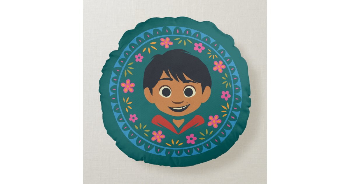 Disney Pixar Coco | Miguel | Floral Graphic Round Pillow | Zazzle