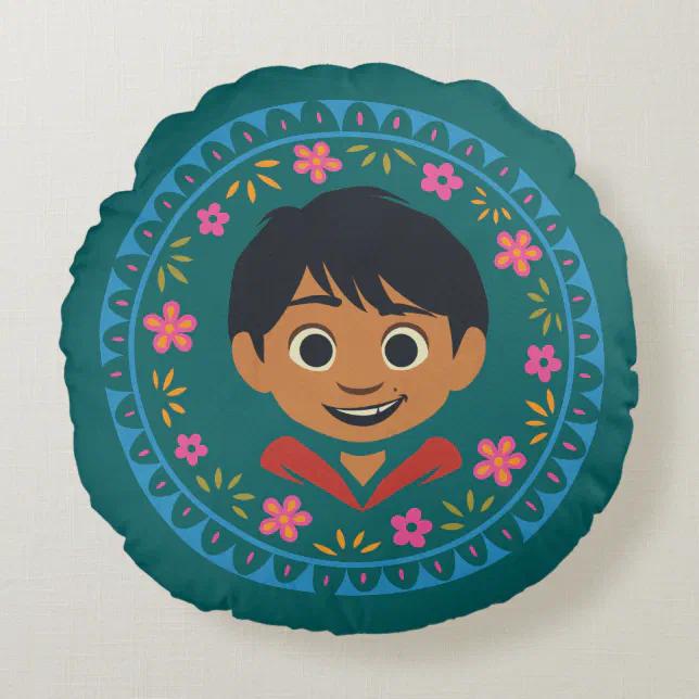 Disney Pixar Coco | Miguel | Floral Graphic Round Pillow | Zazzle