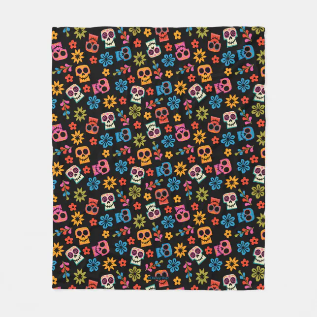 Disney Pixar Coco | Sugar Skull & Floral Pattern Fleece Blanket | Zazzle