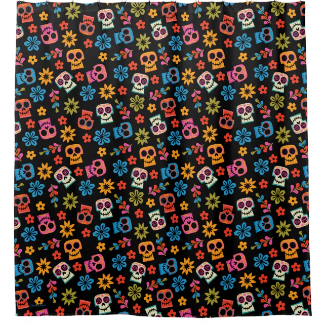 Disney Pixar Coco | Sugar Skull & Floral Pattern Shower Curtain | Zazzle