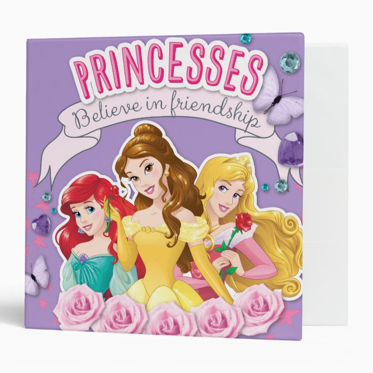 Disney Princess | Ariel, Belle and Aurora 3 Ring Binder | Zazzle