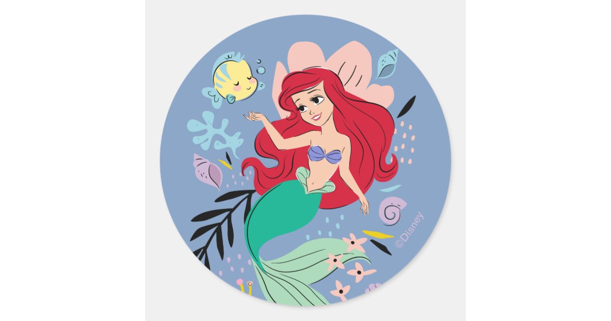 Disney Princess | Ariel & the Ocean Animals Classic Round Sticker | Zazzle