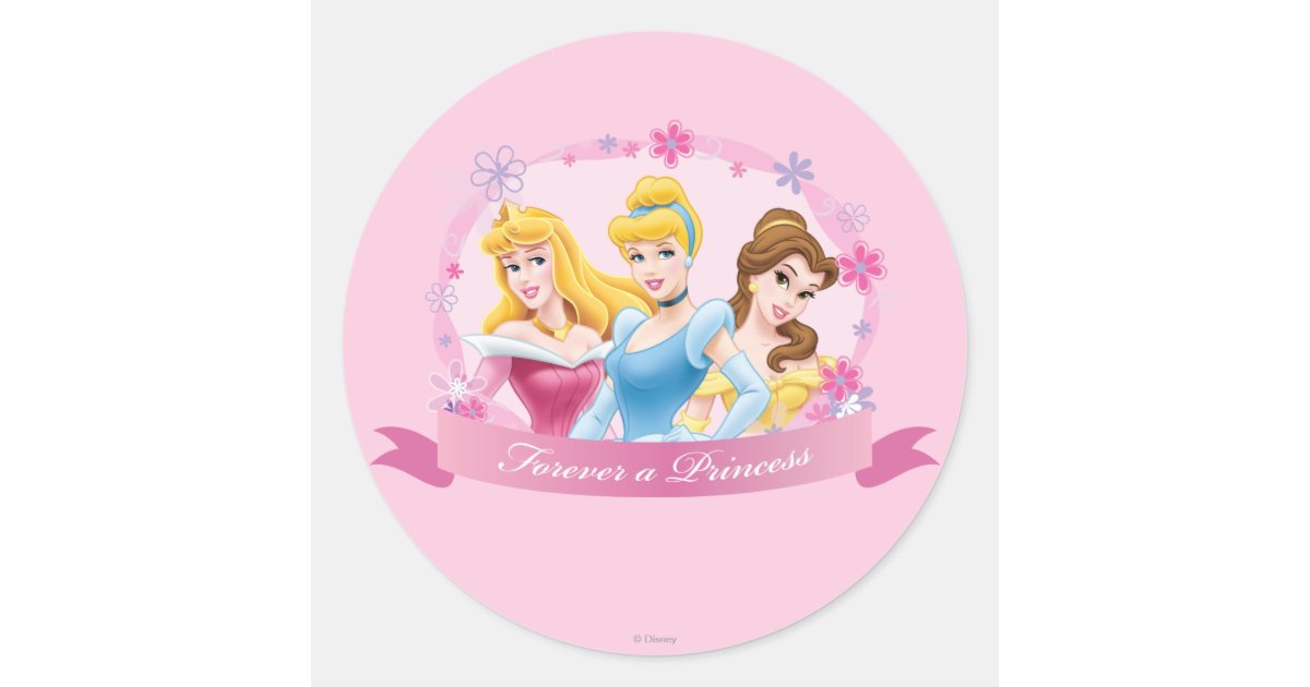 Disney Princess | Aurora, Cinderella and Belle Classic Round Sticker ...