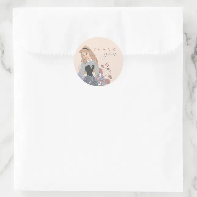 Disney Princess Aurora | Floral Birthday Classic Round Sticker | Zazzle