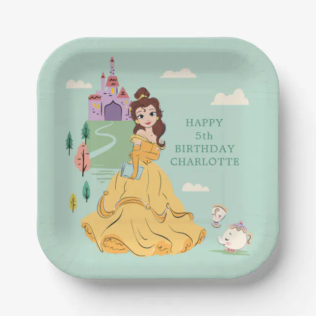 Disney Princess Belle l Girls Birthday Paper Plates | Zazzle