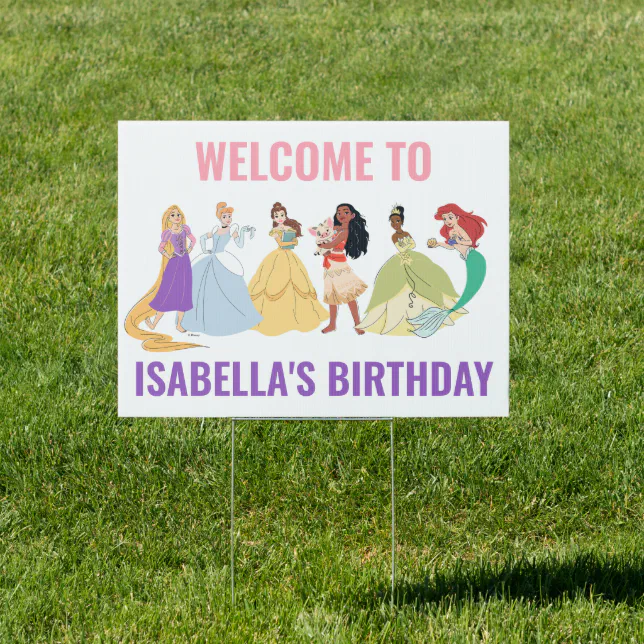 Disney Princess Birthday Floral Collage Welcome Sign | Zazzle