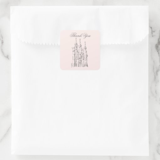 Disney Princess Castle | Baby Shower Thank You Square Sticker | Zazzle