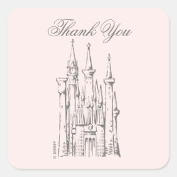 Disney Princess Castle | Baby Shower Thank You Square Sticker | Zazzle