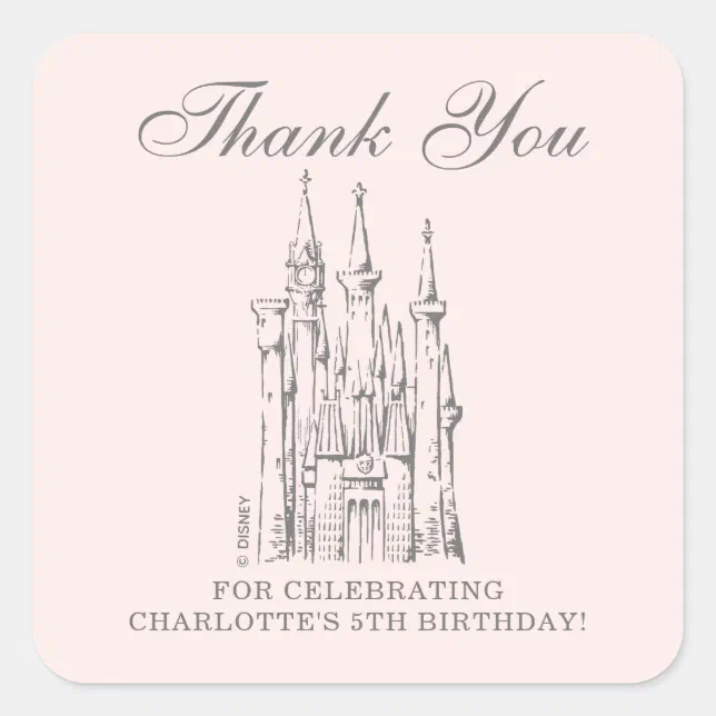 Disney Princess Castle | Fairy Tale Thank You Square Sticker | Zazzle