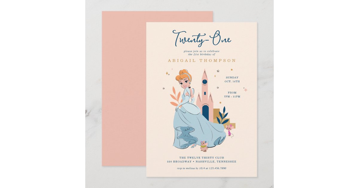 Disney Princess Cinderella | 21st Birthday Invitation | Zazzle