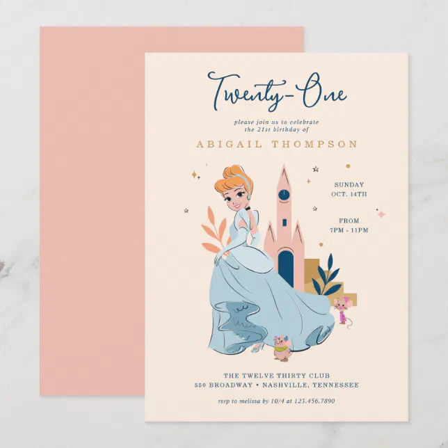 Disney Princess Cinderella | 21st Birthday Invitation | Zazzle
