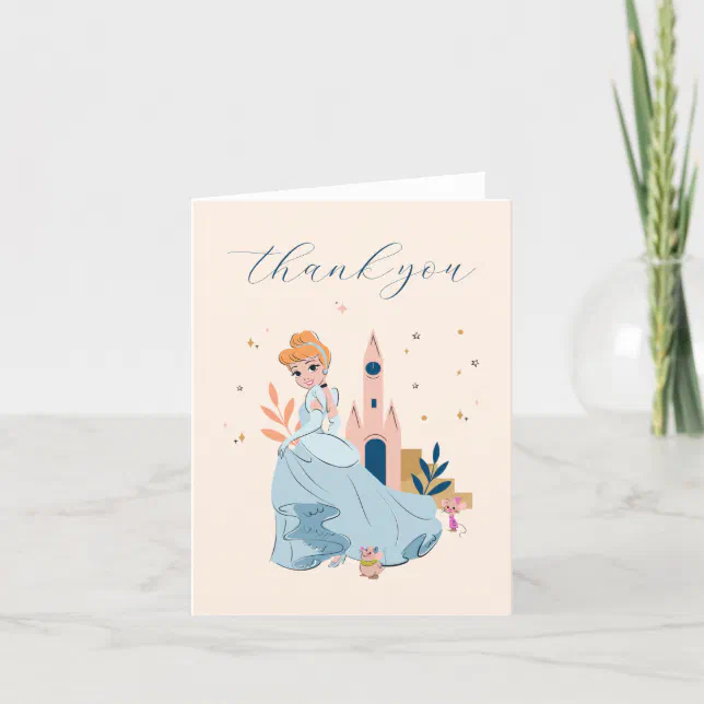 Disney Princess Cinderella Pink Birthday Thank You Card | Zazzle
