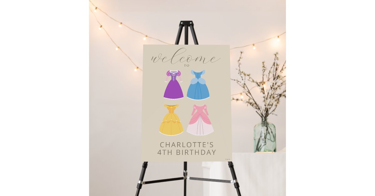 Disney Princess Dresses Birthday Welcome Sign | Zazzle