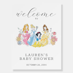 Disney Princess Floral Baby Shower Welcome Sign | Zazzle