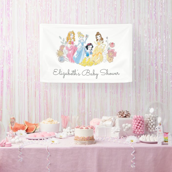 Disney Princess Floral | Girl Baby Shower Banner | Zazzle.com