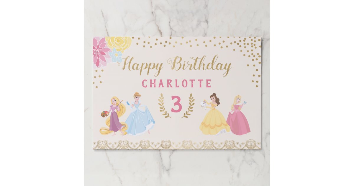 Disney Princess | Floral Gold Confetti Placemats | Zazzle