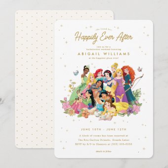 Disney Princess Gold Floral Bachelorette Party Invitation | Zazzle