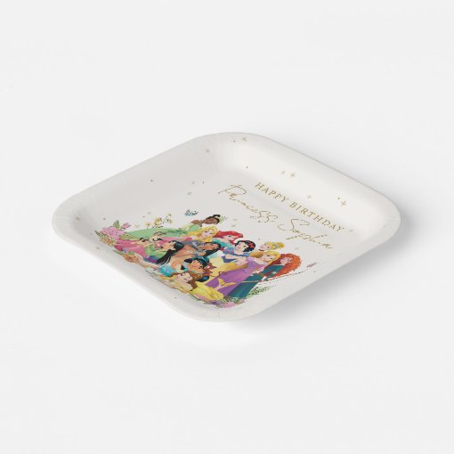 Disney Princess Gold Floral Birthday Paper Plates | Zazzle