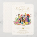 Disney Princess Gold Floral Girl Baby Spinkle Invitation | Zazzle