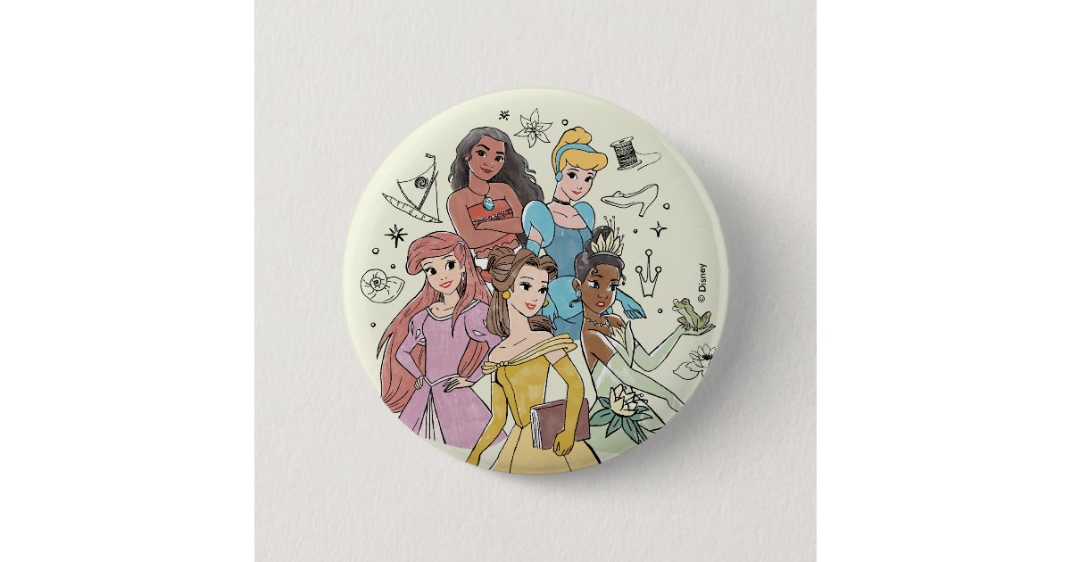 Disney Princess Marker Doodles Button | Zazzle
