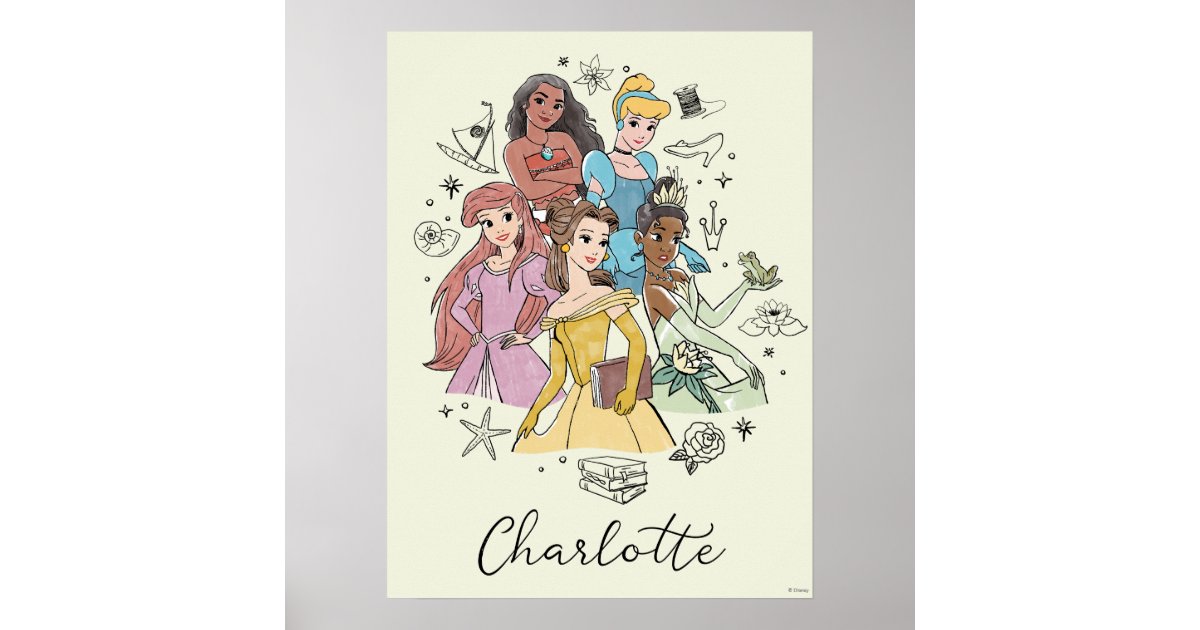 Disney Princess Marker Doodles Poster | Zazzle