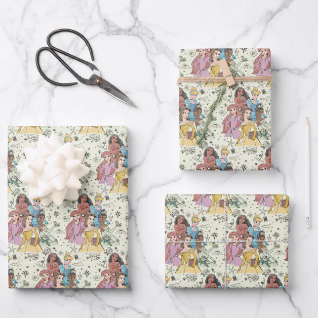 Disney Princess Marker Doodles Wrapping Paper Sheets | Zazzle