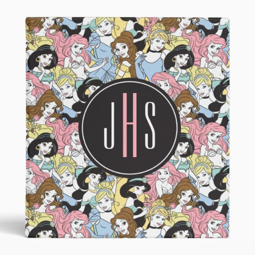Disney Princess | Monogram Oversized Pattern 3 Ring Binder | Zazzle