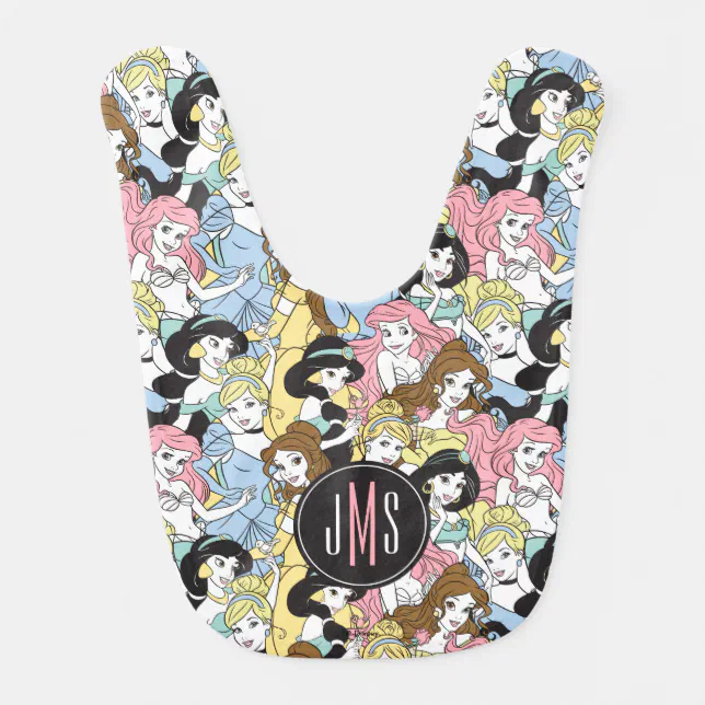 Disney Princess | Monogram Oversized Pattern Bib | Zazzle