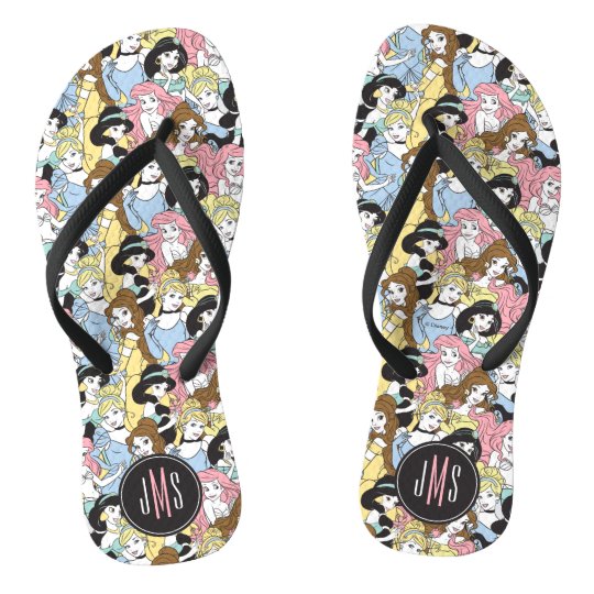 Disney Princess | Monogram Oversized Pattern Flip Flops | Zazzle.com
