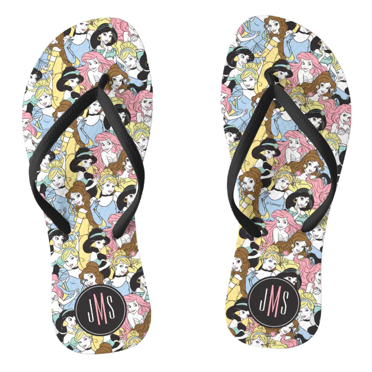 Disney Princess | Monogram Oversized Pattern Flip Flops | Zazzle