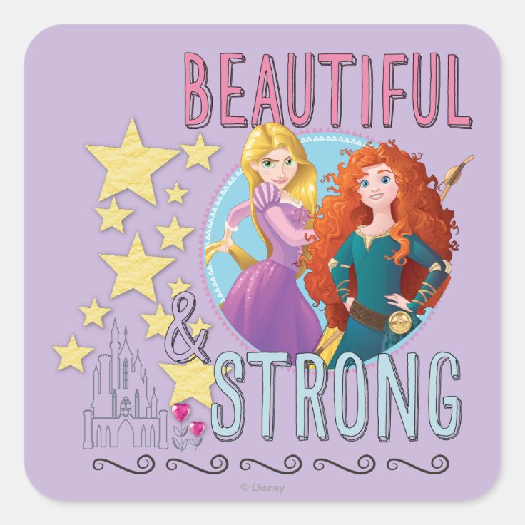 Disney Princess | Rapunzel and Merida Square Sticker | Zazzle