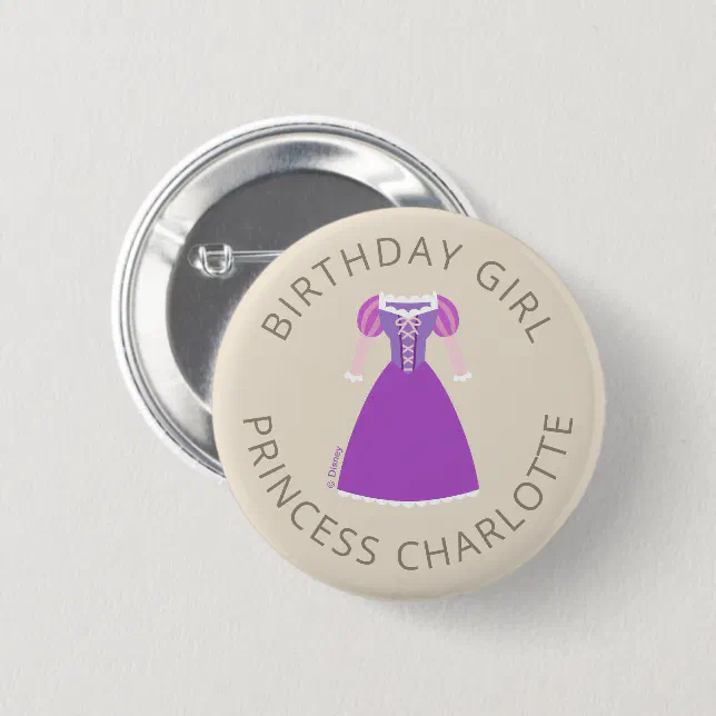 Disney Princess Rapunzel Dress | Birthday Girl Button | Zazzle