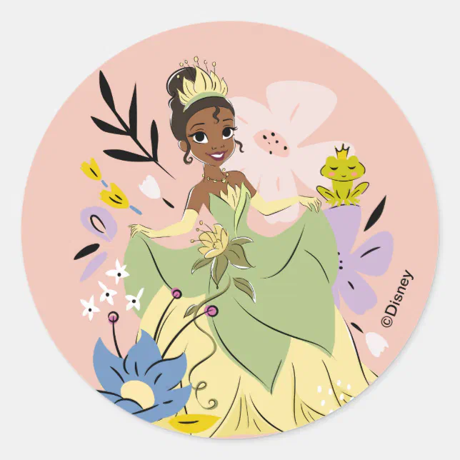 Disney Princess | Tiana in the Garden Classic Round Sticker | Zazzle