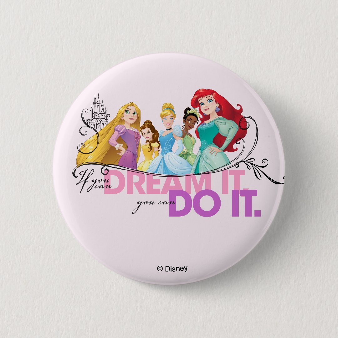 Disney Princesses | Never Give Up Button | Zazzle