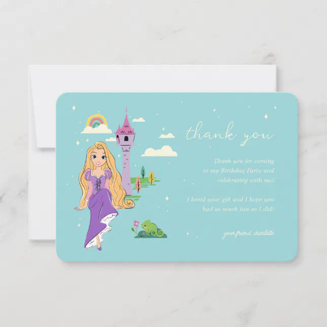 Disney Rapunzel Sleepover Girls Birthday Thank You Invitation | Zazzle